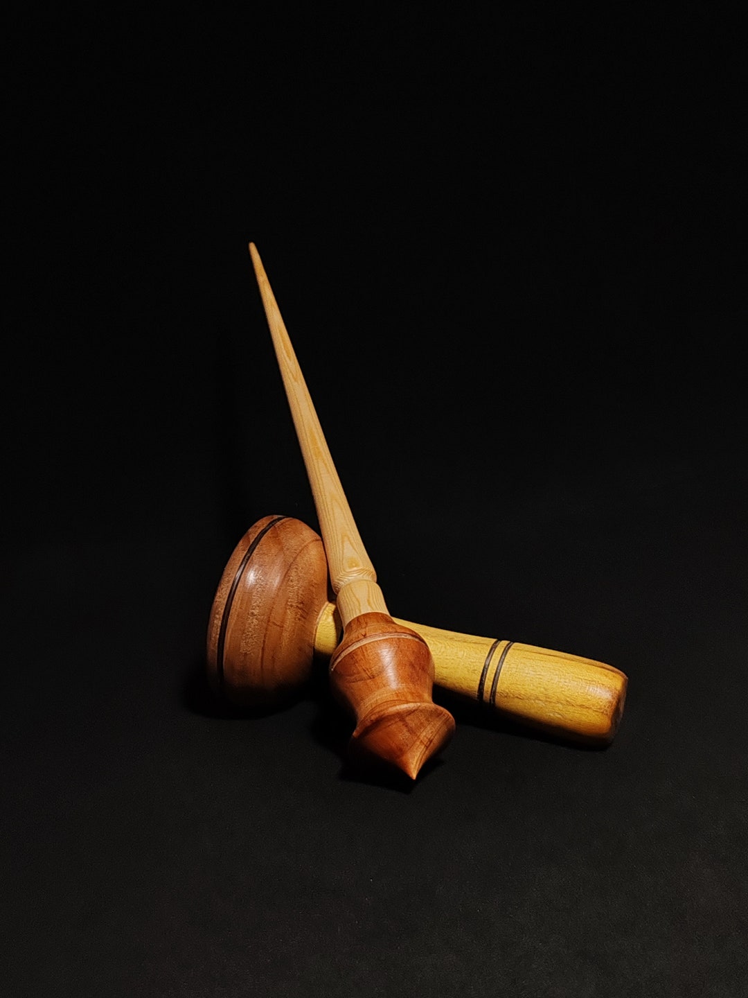 Support Spindle Set: Oak Shaft and Myrobalan Plum Whorl 26 Cm / 30 G ...