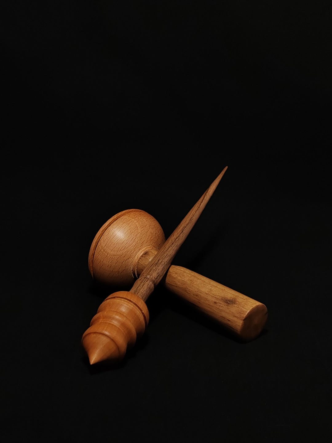 Support Spindle Set: Walnut Shaft & Plum Whorl 28 Cm / 28 G With Lap ...