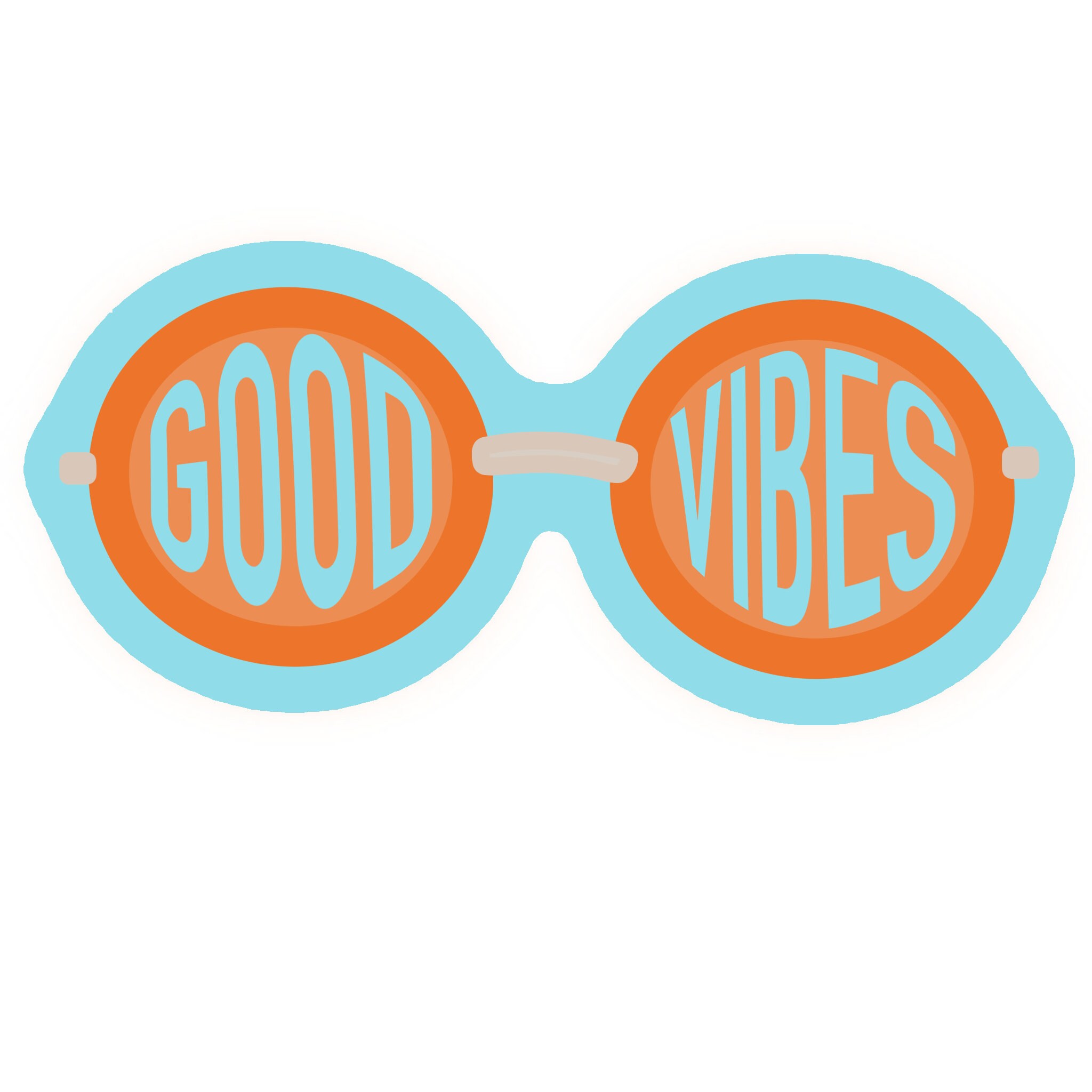 Good Vibes Blue and Orange Groovy Seventies Aesthetic Sun Glasses ...