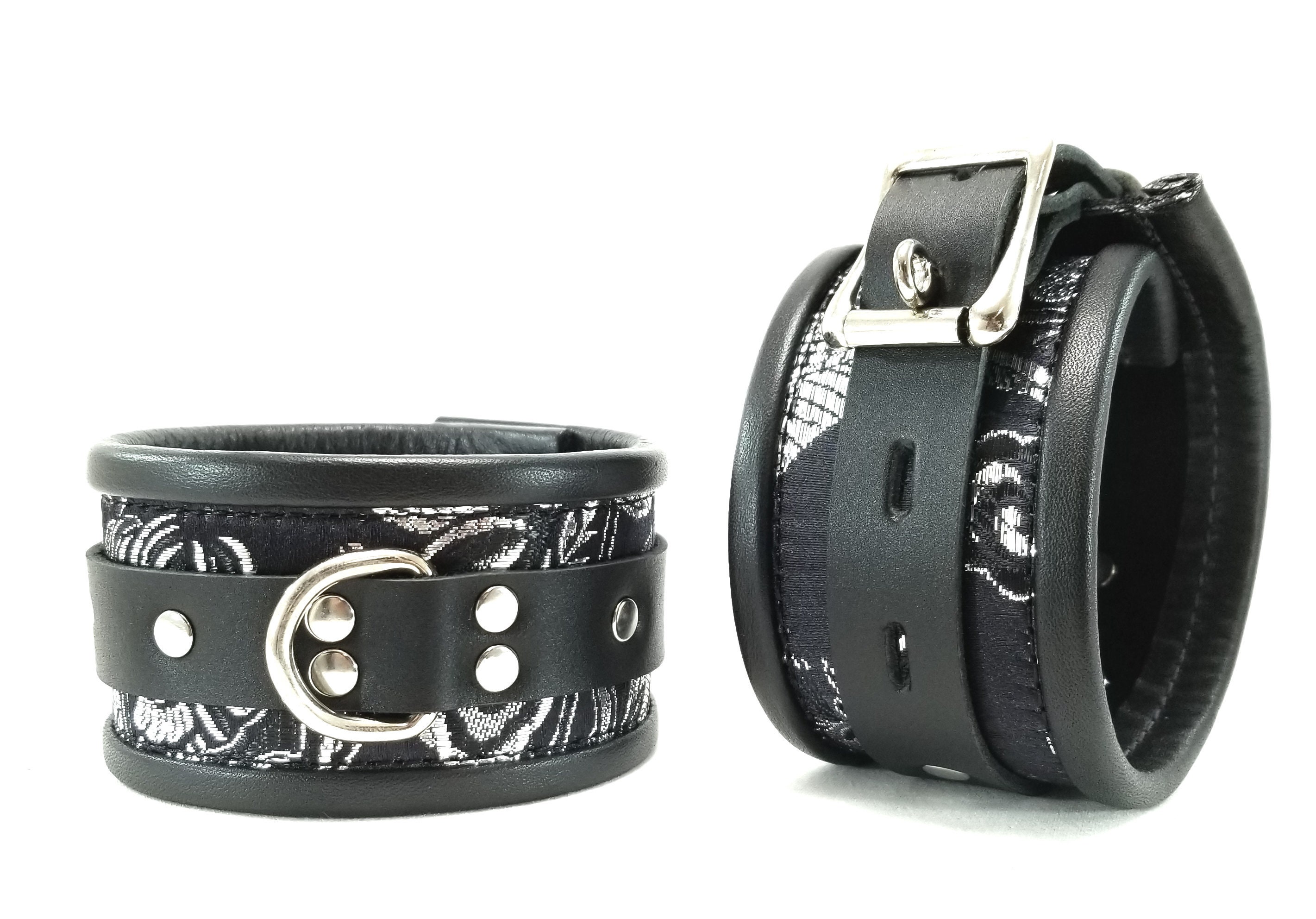 Wrist & Ankle Cuff Set Lockable BDSM Leather Bondage | Etsy