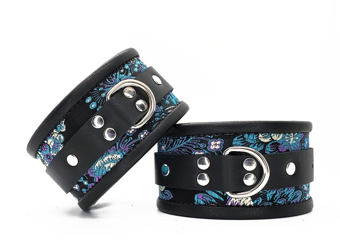 Ankle Cuffs Lockable BDSM Leather Bondage Restraints in Blue - Etsy