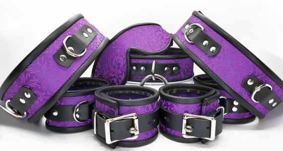 Big Restraint Set Wrists Ankles Collar Blindfold Thighs BDSM | Etsy