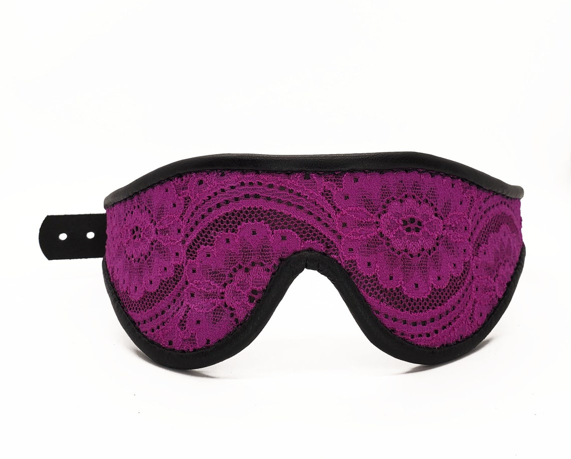 Leather Bondage Blindfold BDSM Restraint With Fuchsia Pink Lace - Etsy