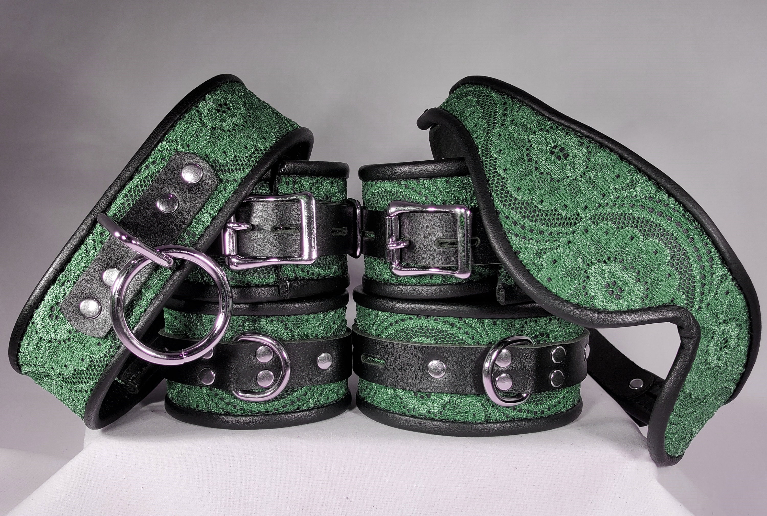 Restraint Set Wrists Ankles Collar Blindfold BDSM Leather & | Etsy