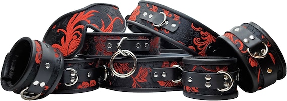 Big Restraint Set Wrists Ankles Collar Blindfold Thighs BDSM | Etsy