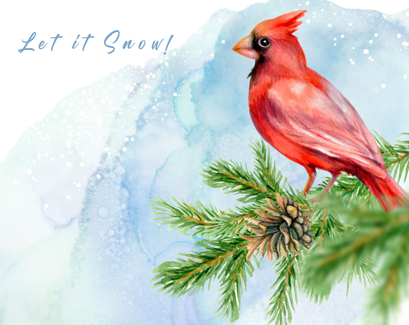 Cardinal clipart Christmas png winter watercolor clip art | Etsy