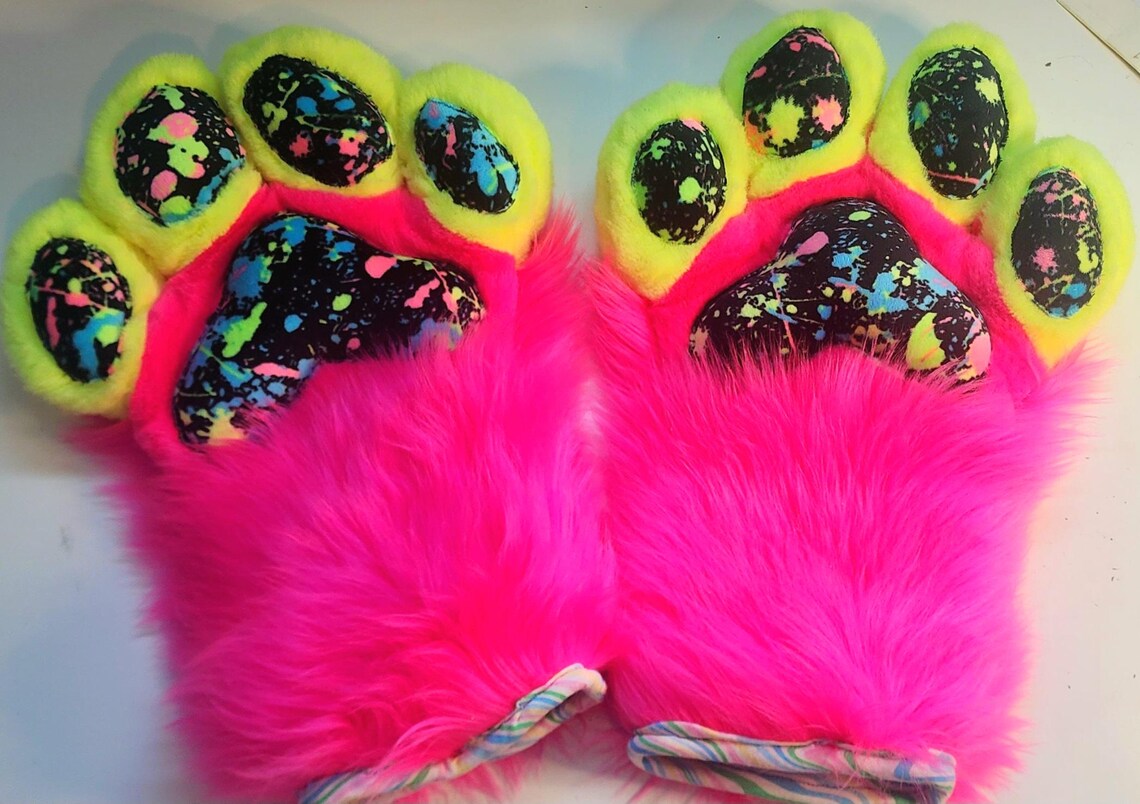 Pink Sherbet Themed Fursuit Hand Paws - Etsy
