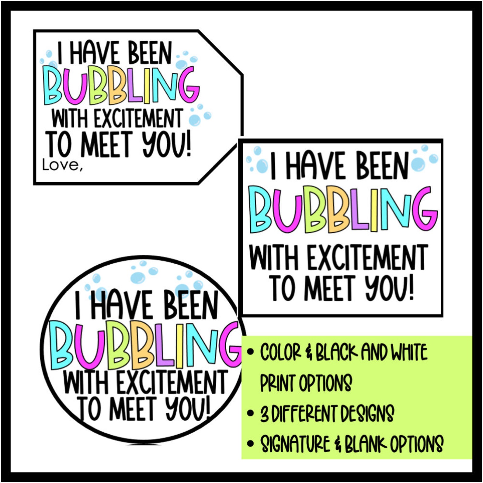 Back to School Gift Tag | Bubbling With Excitement - Etsy