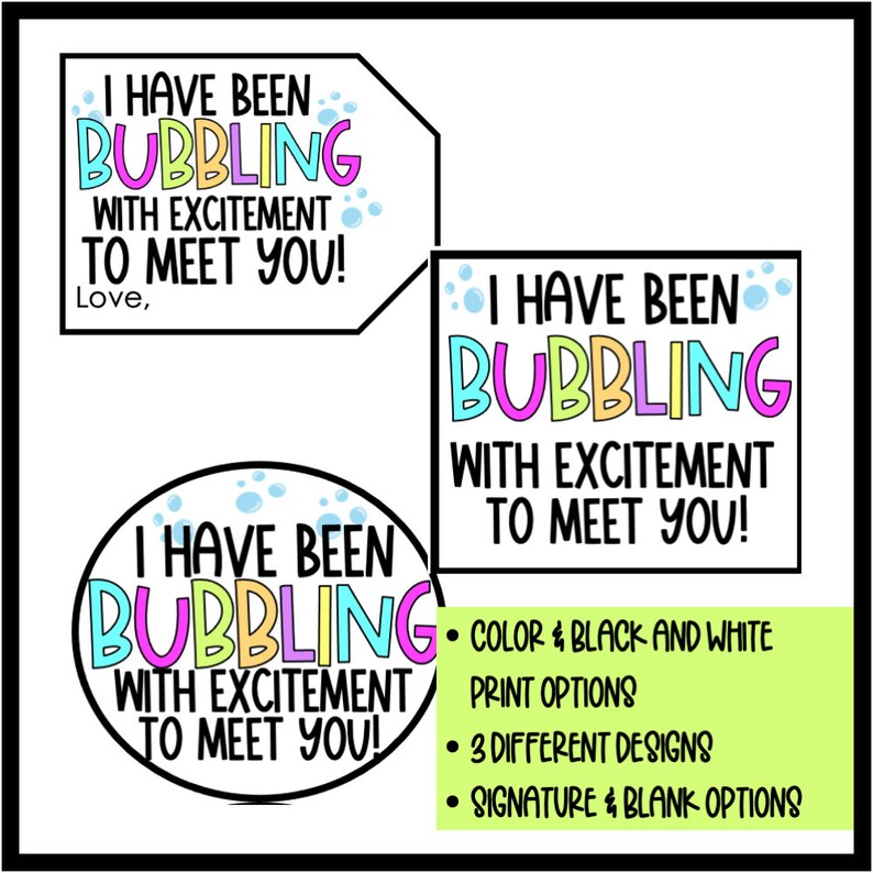 Back to School Gift Tag | Bubbling With Excitement - Etsy