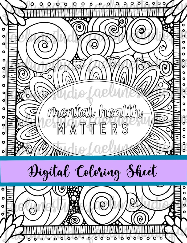 Mental Health Coloring Sheet, Self Care Coloring Sheet, Adult Coloring ...