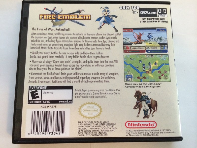 Fire Emblem - Gameboy Advance - Replacement Case - No Game - Etsy