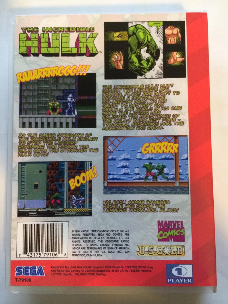 The Incredible Hulk - Sega Genesis - Replacement Case - No Game - Etsy