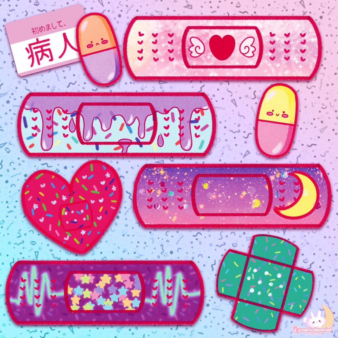 Pop Pastel Menhera Plaster Sticker Set 9pc Matte/gloss Stickers - Etsy