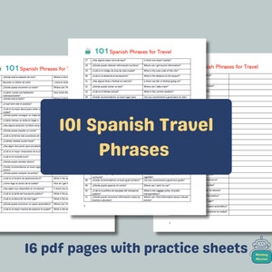 101 Spanish Travel Phrases With Translation and Practice Sheets - Etsy