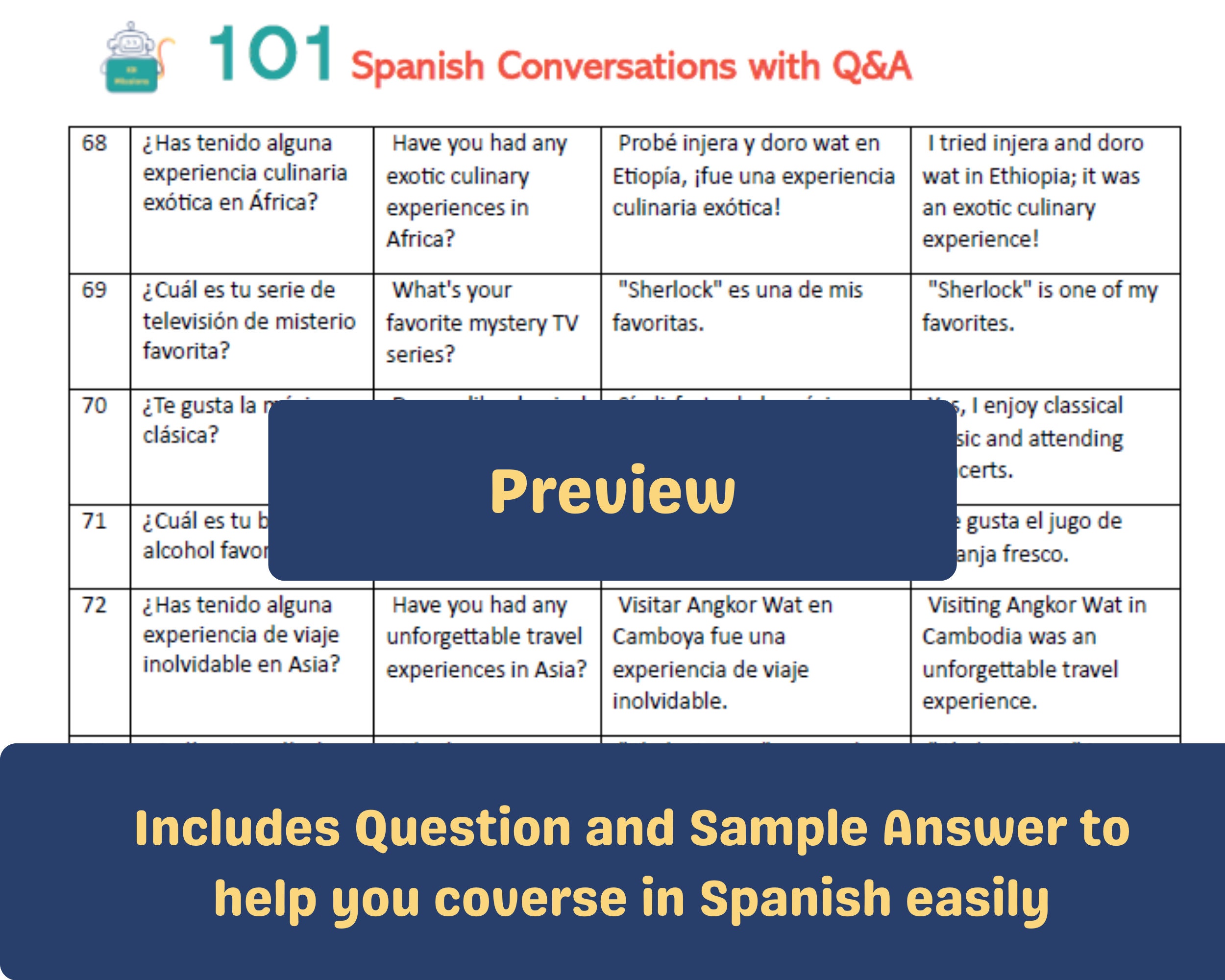 Spanish Intermediate Level Conversations | 101 Questions and Answers ...