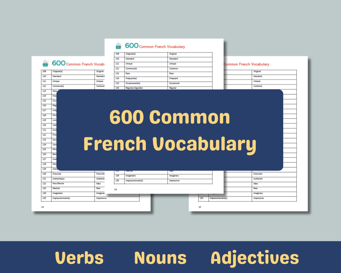 600 Common French Vocabulary Bundle| French Essential Words| French ...