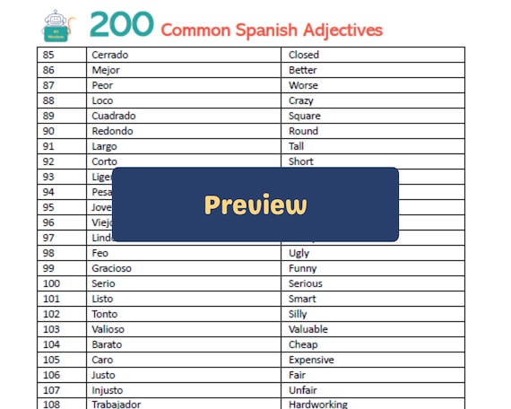 Spanish Words In English List