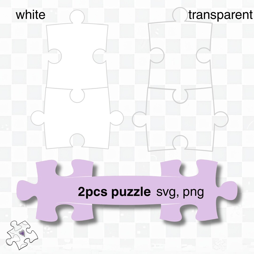 2 Piece Jigsaw Puzzle SVG & PNG, White and Transparent Puzzle Clipart ...