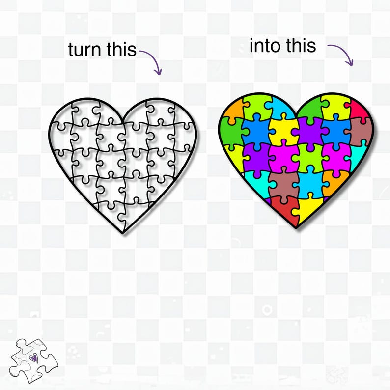 Heart Shaped Jigsaw Puzzle Template: SVG PNG Digital Download - Etsy