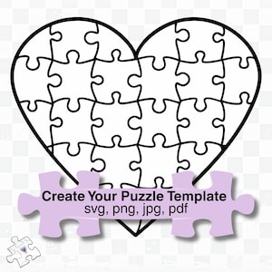 Heart Shaped Jigsaw Puzzle Template: SVG PNG Digital Download - Etsy