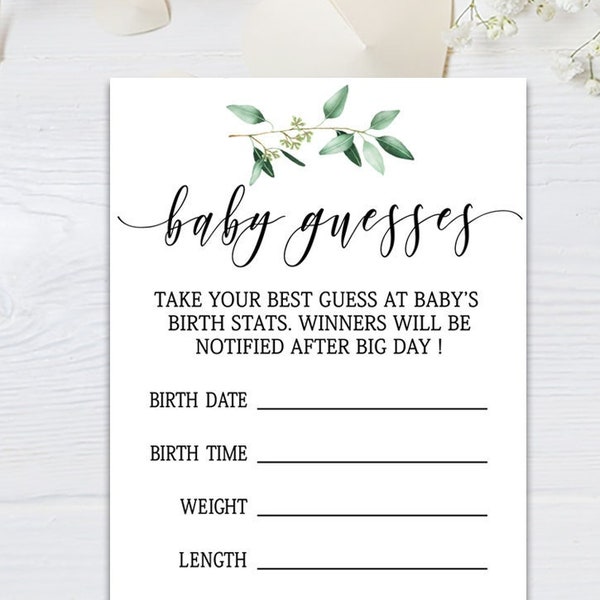Baby Shower Games Guessing Chart - Etsy