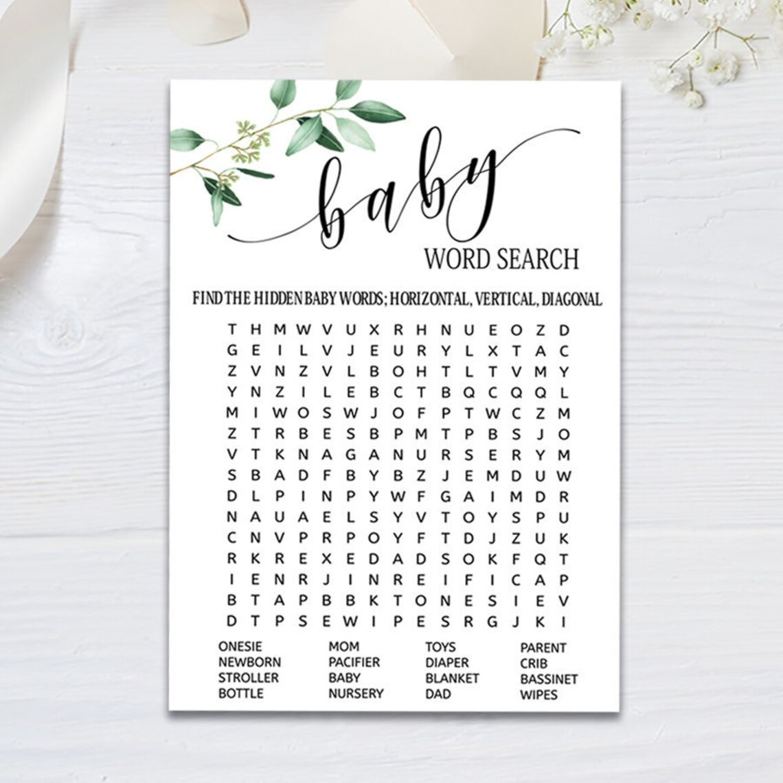 Boho Baby Word Search Game Boho Greenery Baby Shower Games - Etsy