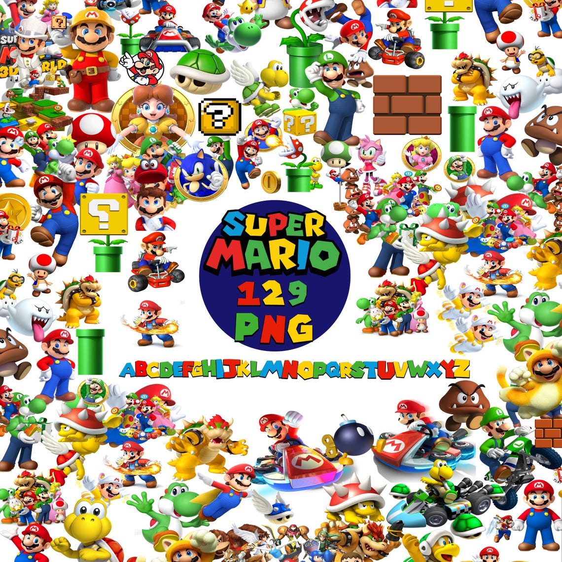 Super Mario PNG Bundle for Cricut and Sublimation, Mario Cut Files ...