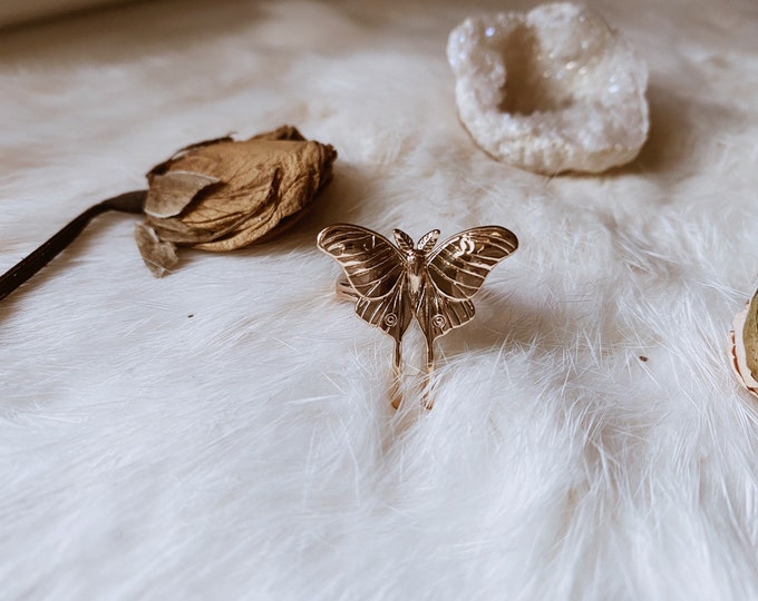 Gold Luna Moth Ring, Butterfly Ring, Woodland Ring, Woodland Jewelry ...