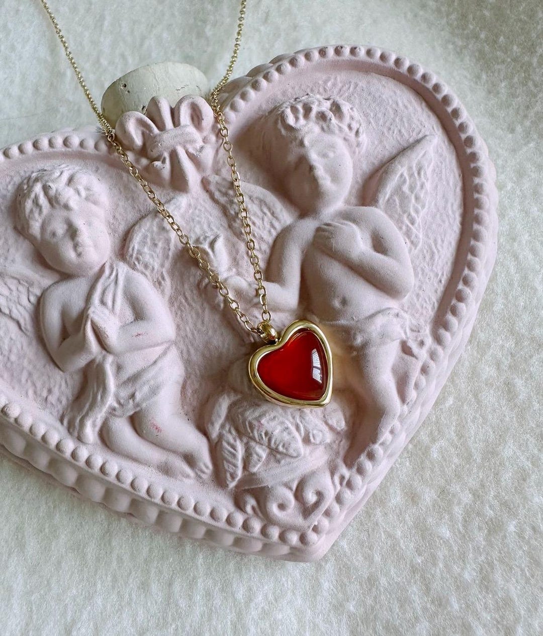 Aphrodites Red Agate Heart Necklace, Crystal Heart Necklace, Red Agate ...