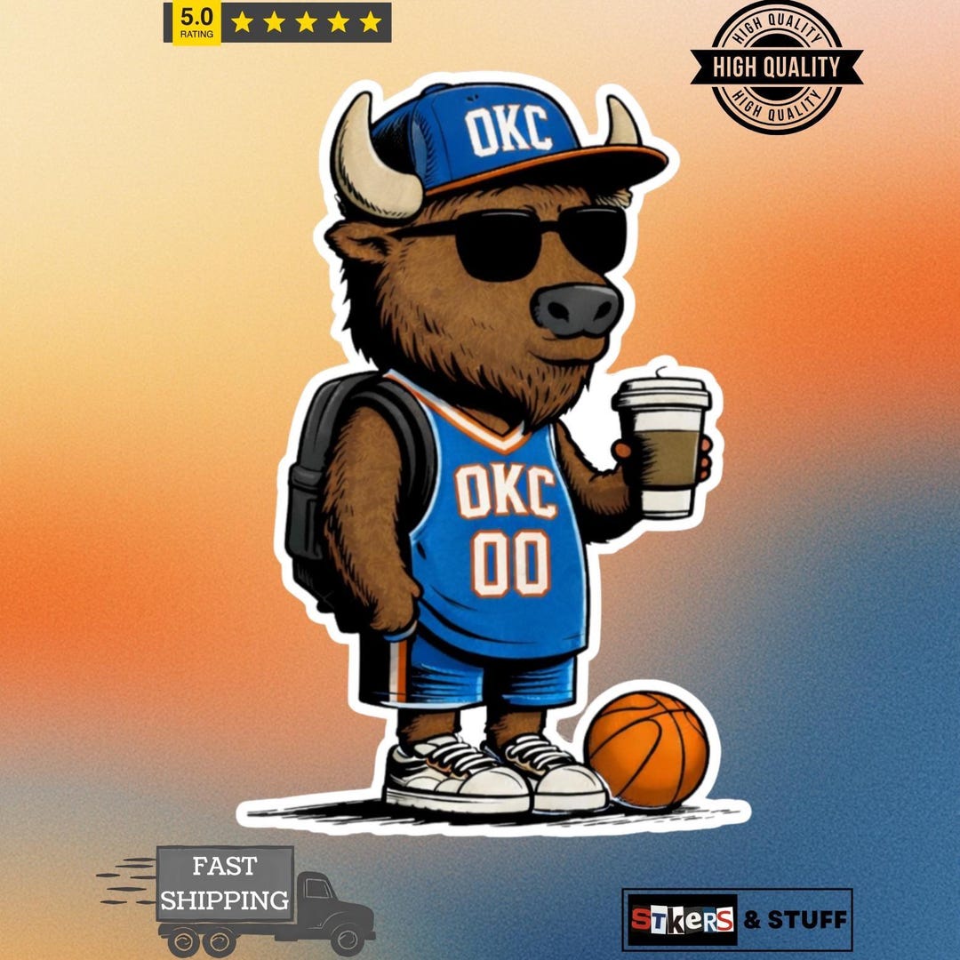 OKC Basketball Sticker | Oklahoma City Basketball Fan Art - Etsy