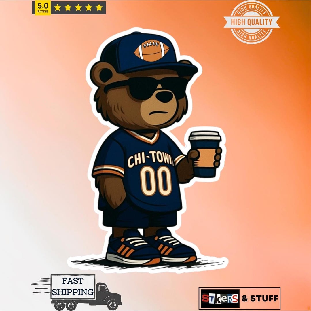 Chicago Football Sticker, Bears Fan Sticker, Chicago Vinyl Decal ...