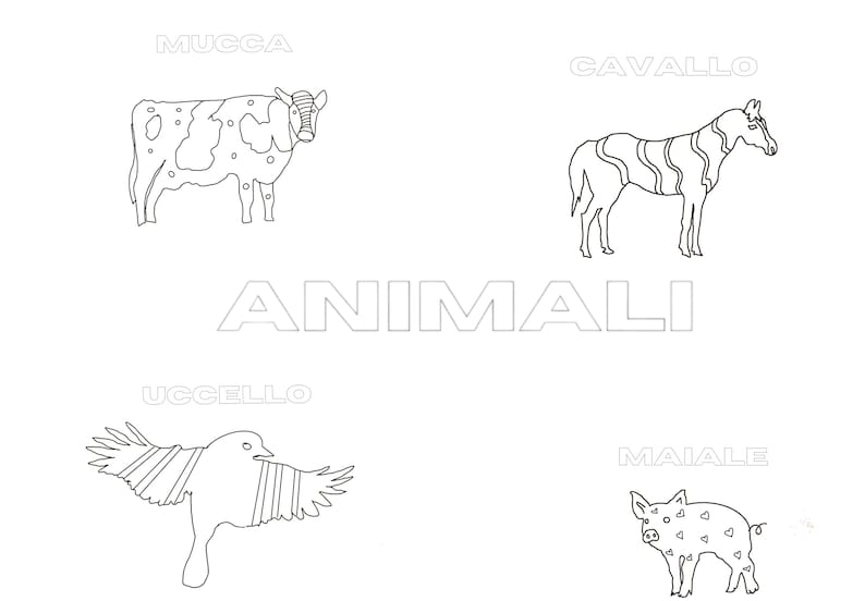 Italian Animals: Coloring Download - Etsy