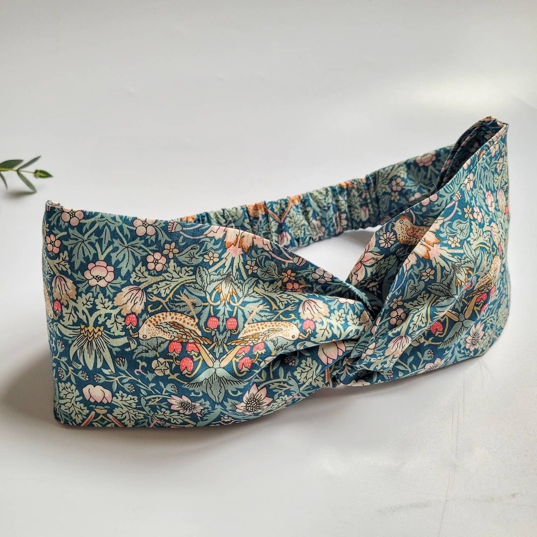 William Morris Turban Headband: Strawberry Thief Print, Women's Hair ...