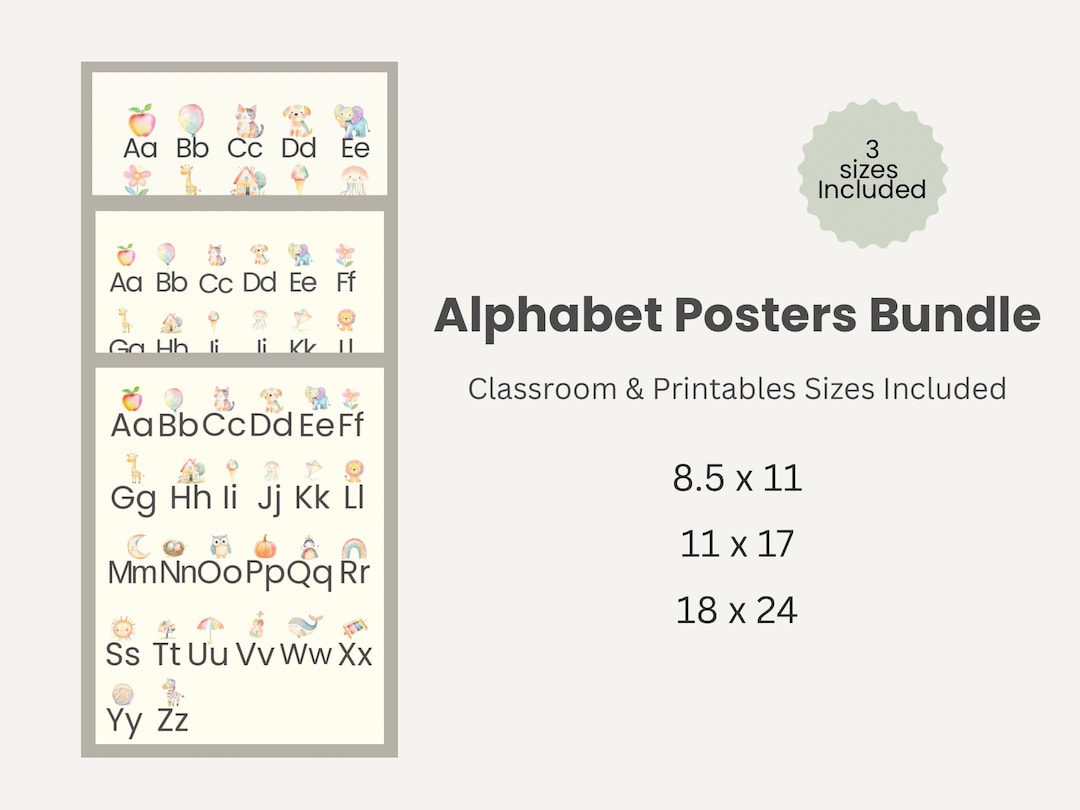 Alphabet Posters Bundle | Classroom Alphabet Chart | Printable ABC Wall ...