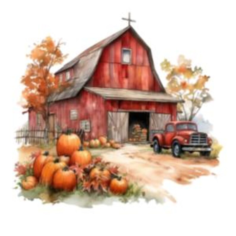 Farm Barn Clipart, Red Farm Barn Images, 6 Watercolor Clipart, Instant ...