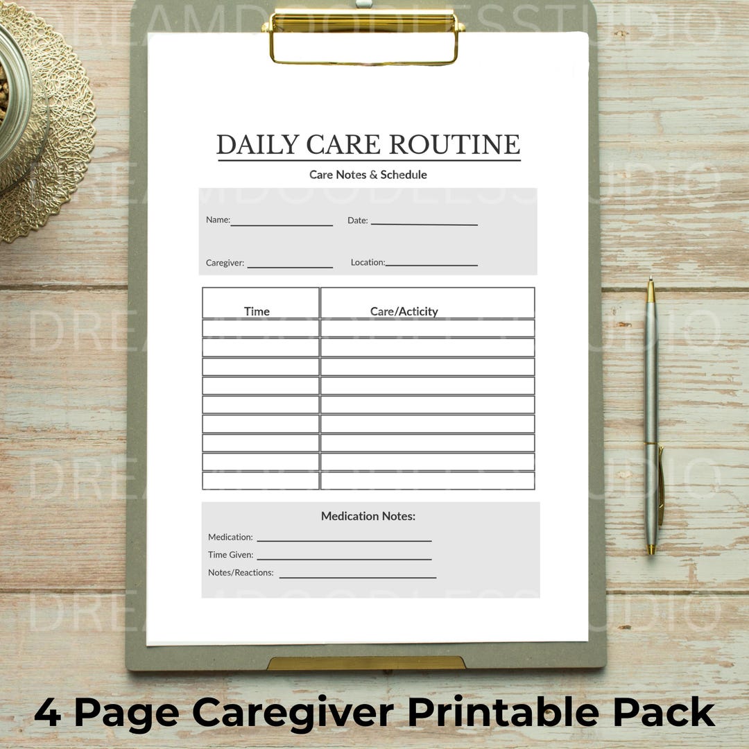 Printable Caregiving Pack PDF | Daily Care, Medication Tracker,medical ...