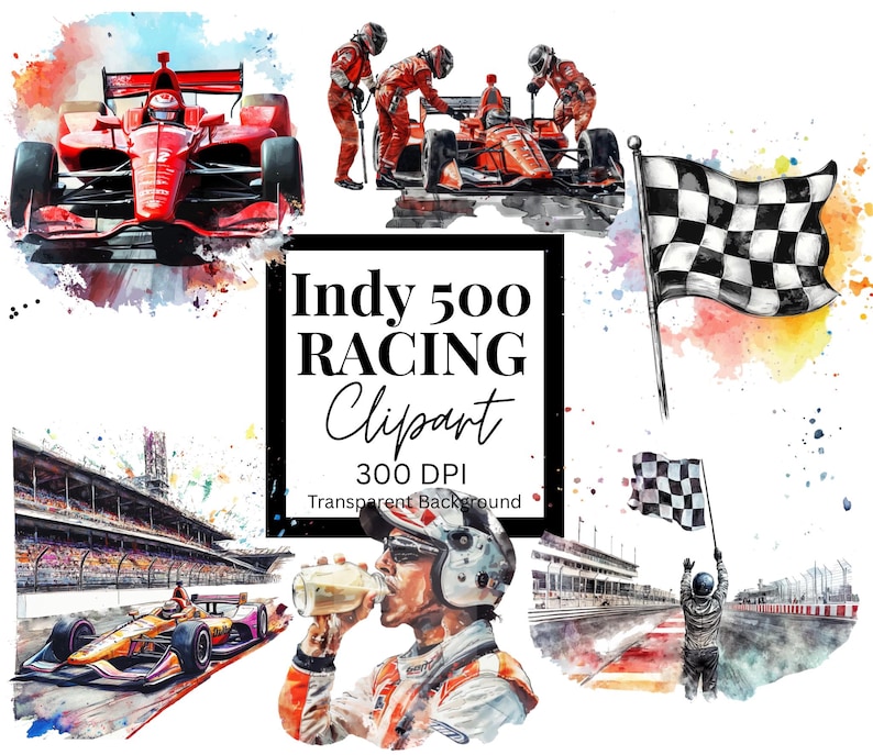 11 Indy 500 Clipart Pack ,indy 2025 Png,race Day Illistration ...