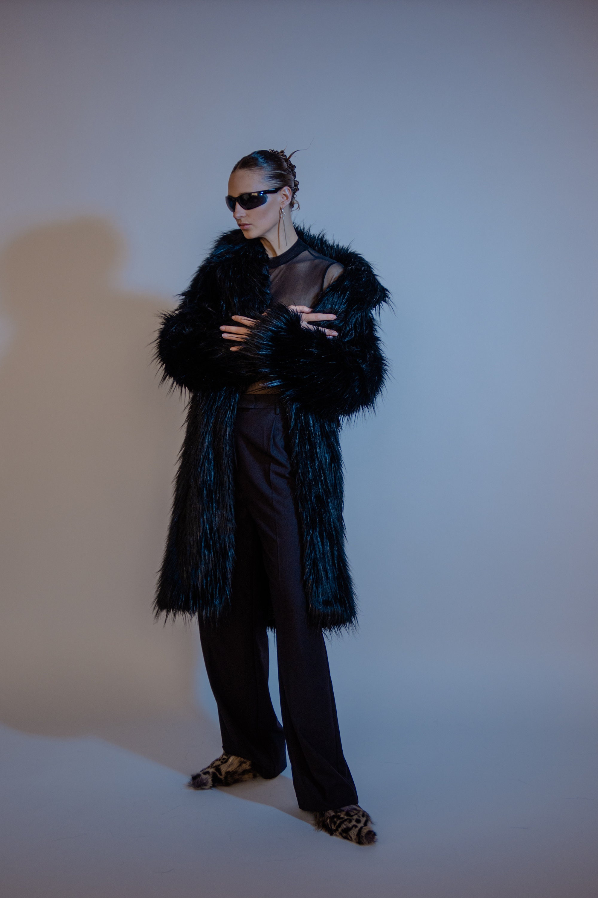 Long Faux Fur Coat Black Raven - Etsy