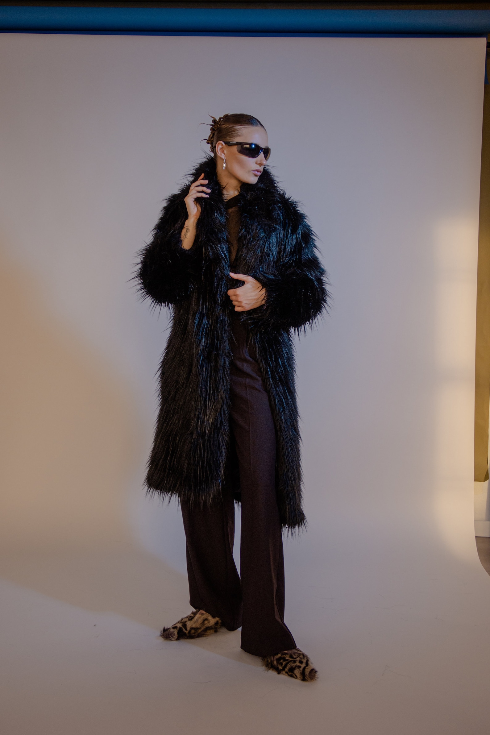 Long Faux Fur Coat Black Raven - Etsy