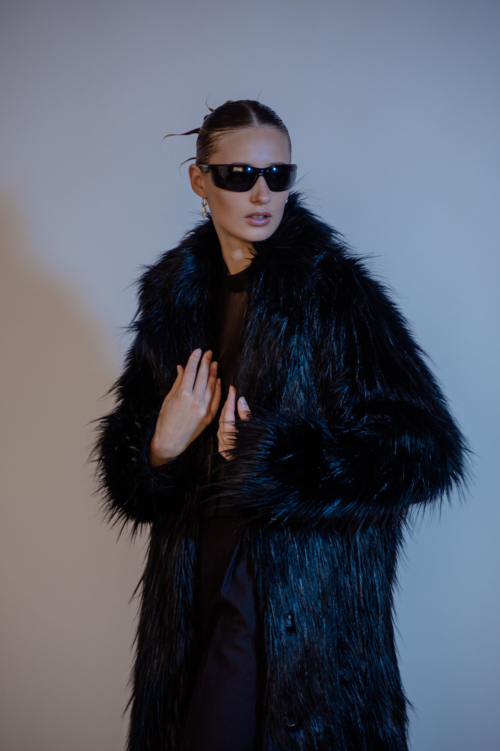 Long Faux Fur Coat Black Raven - Etsy