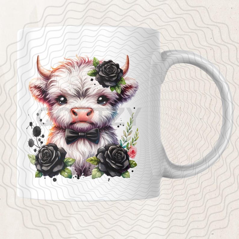 Cute Highland Cow Watercolor Clipart Set - a Cartoon of a Cow With a ...