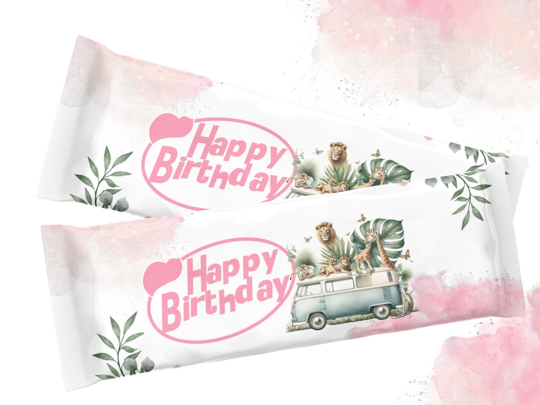 Safari Birthday Chocolate Wrapper: Printable Kit Kat Style (digital ...