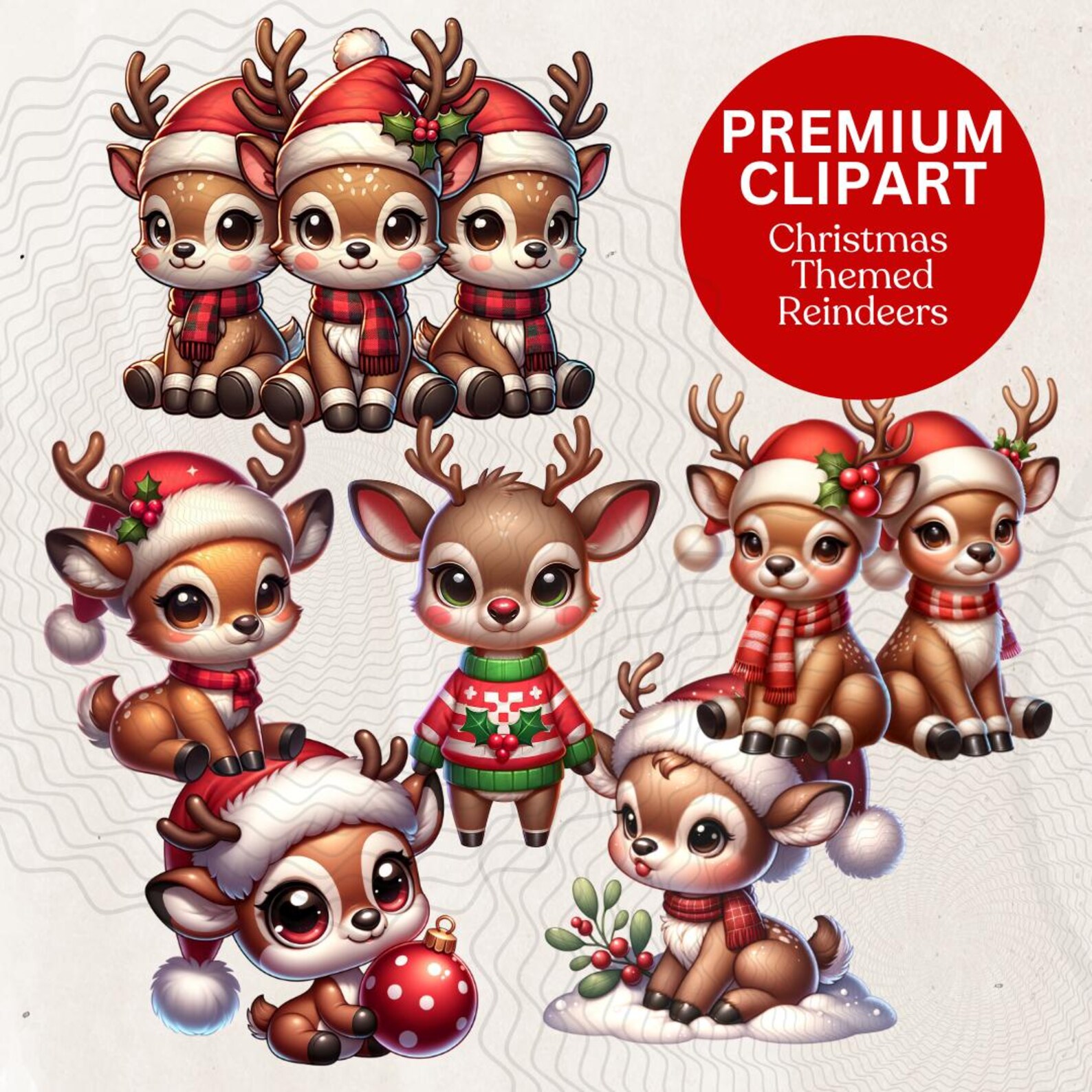 Christmas Springbok Clipart Bundle|300dpi Pngs for Print on Demand ...