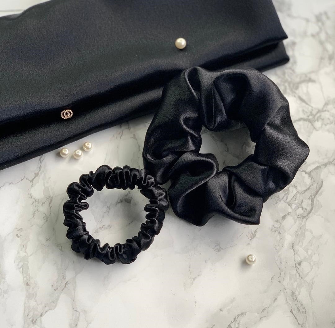 Black Scrunchie,large Scrunchie,skinny Scrunchie,silky Satin Scrunchie ...