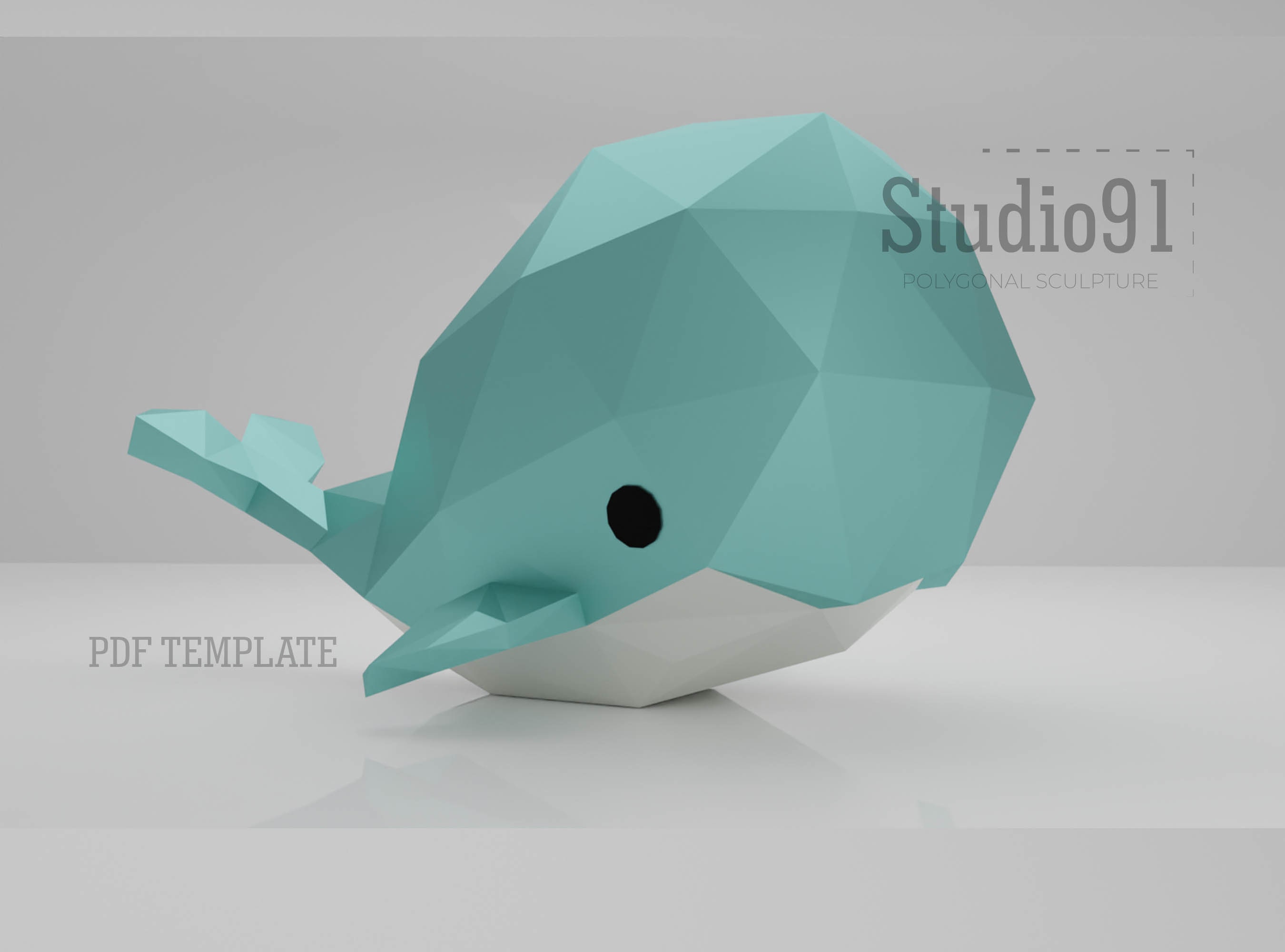 Baby Whale, Whale, Papercraft, DIY, Low Poly, PDF Template, Ballena ...