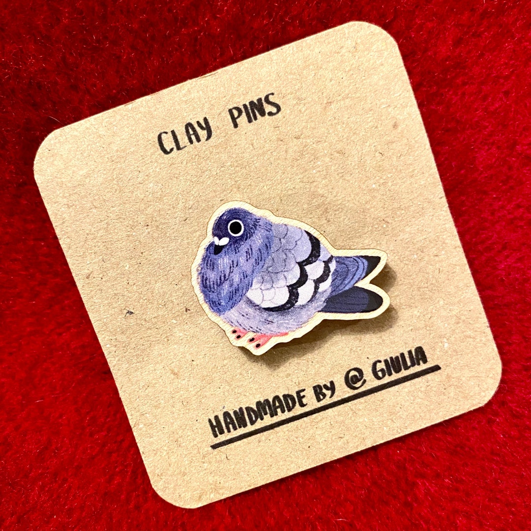 Chunky Pigeon Wooden Pin Badge - Etsy UK