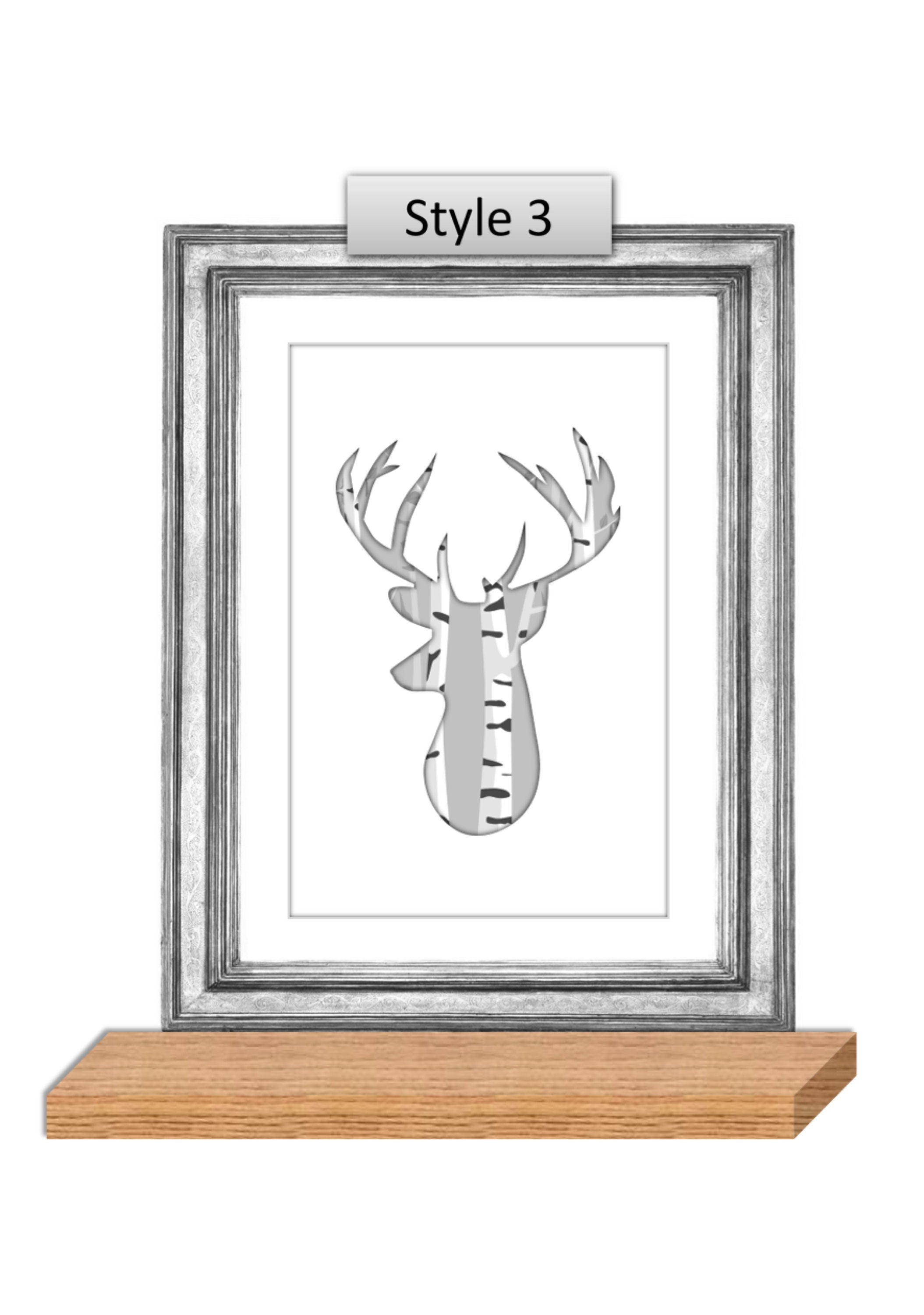 A4 Grey Stag Head Print for Wall Decor - Etsy