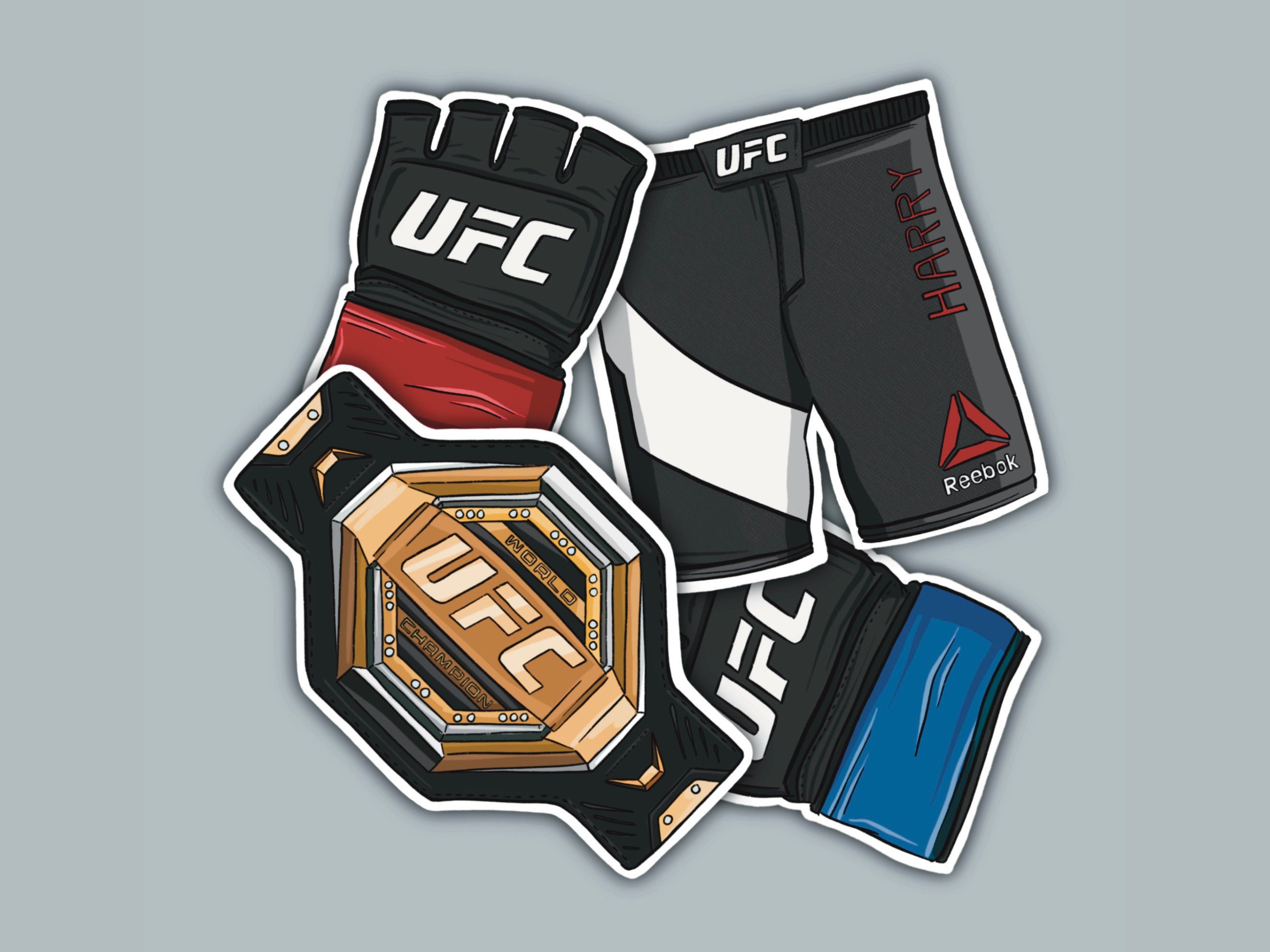Custom UFC sticker bundle UFC gift Personalised Shorts | Etsy
