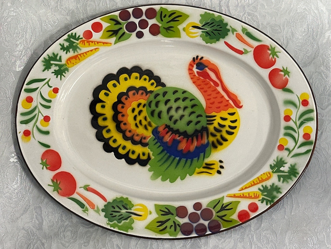 Vintage Metal Turkey Serving Platter Dinner Holiday Dish - Etsy