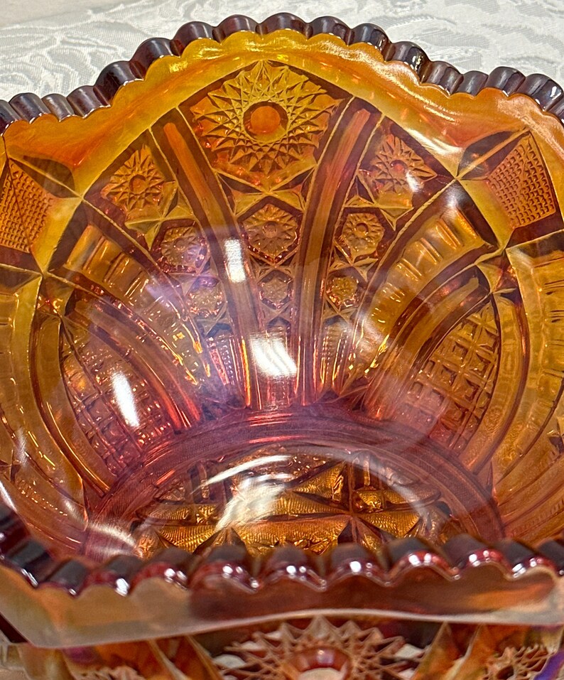 Amber Carnival Glass Iridescent Multi Color Amber Fruit Bowl - Etsy